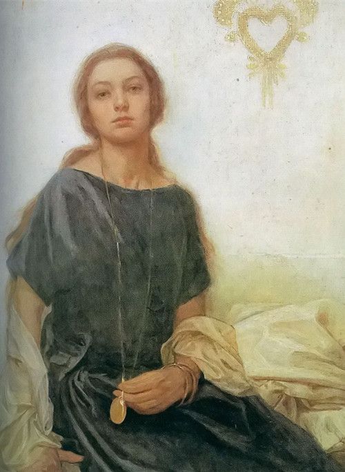 穆夏【画家的女儿雅罗斯拉娃肖像】作品--捷克-酷画网