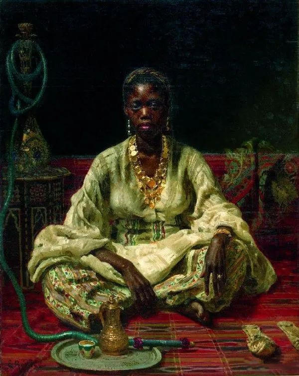 前1000幅世界名画-《黑人姑娘》列宾 俄罗斯-酷画网